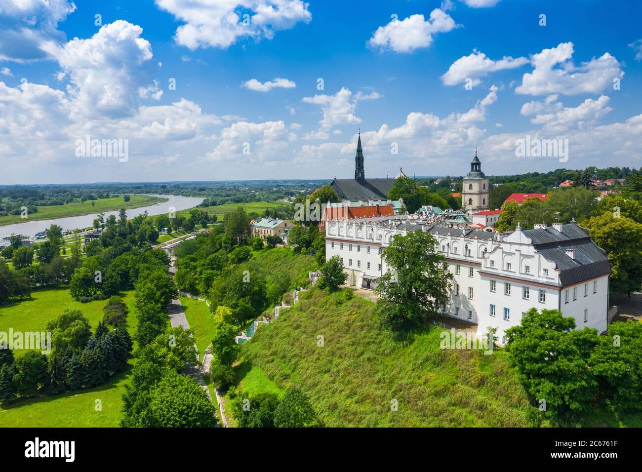 Sandomierz, Poland. Aerial view of medieval old town with town hall ...
