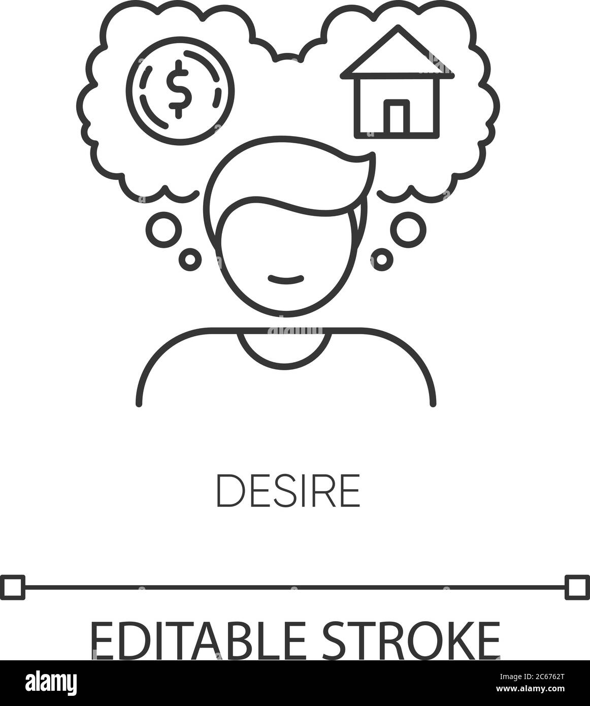 Desire pixel perfect linear icon. Self motivation, visualization. Thin ...