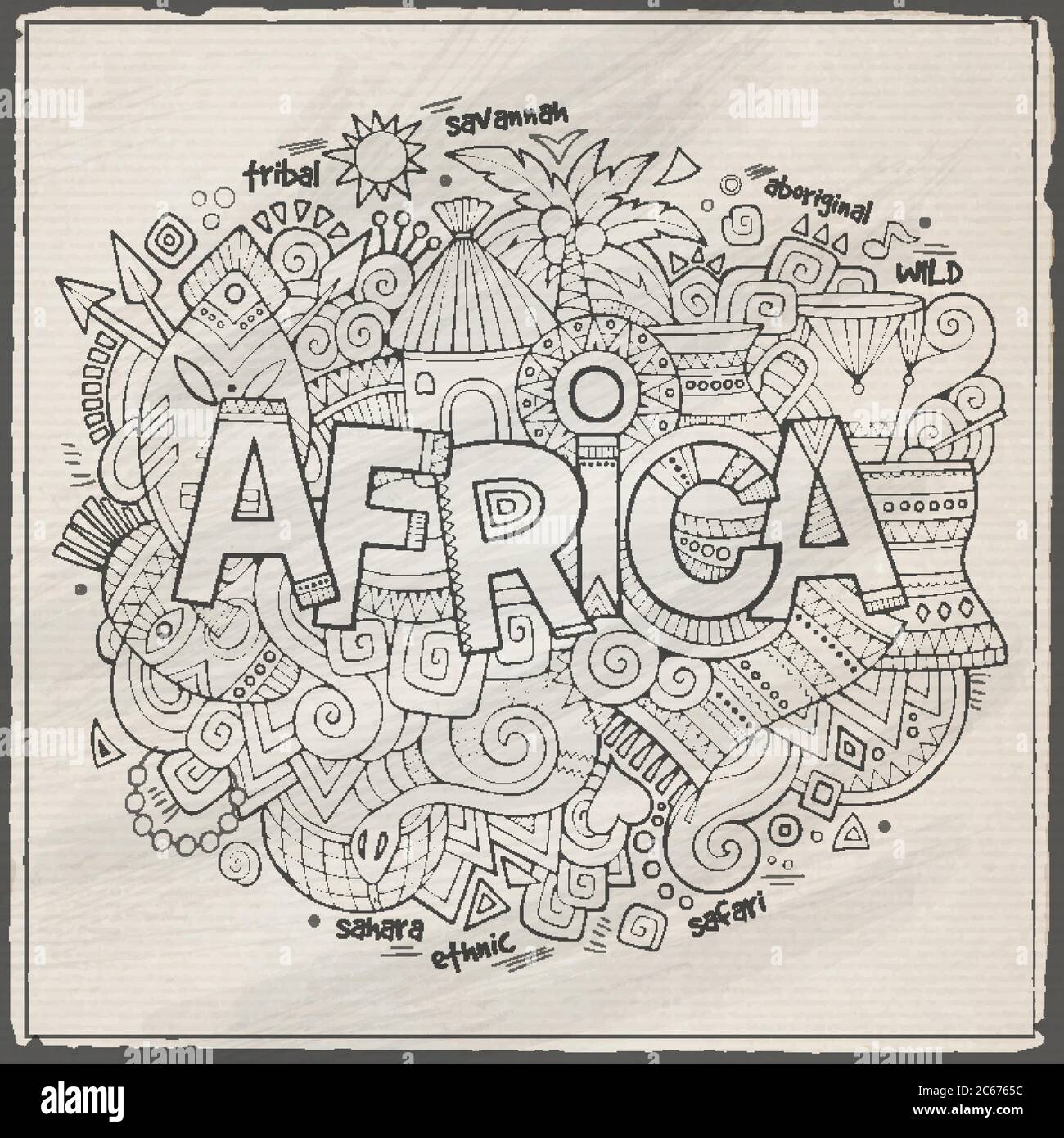 Africa hand lettering and doodles elements background Stock Vector ...