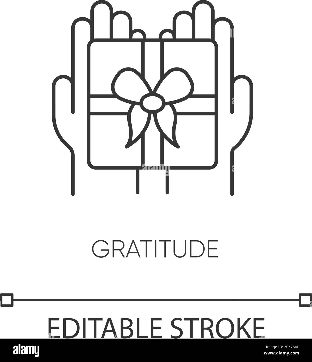 Gratitude pixel perfect linear icon. Thankfulness, sign of appreciation ...