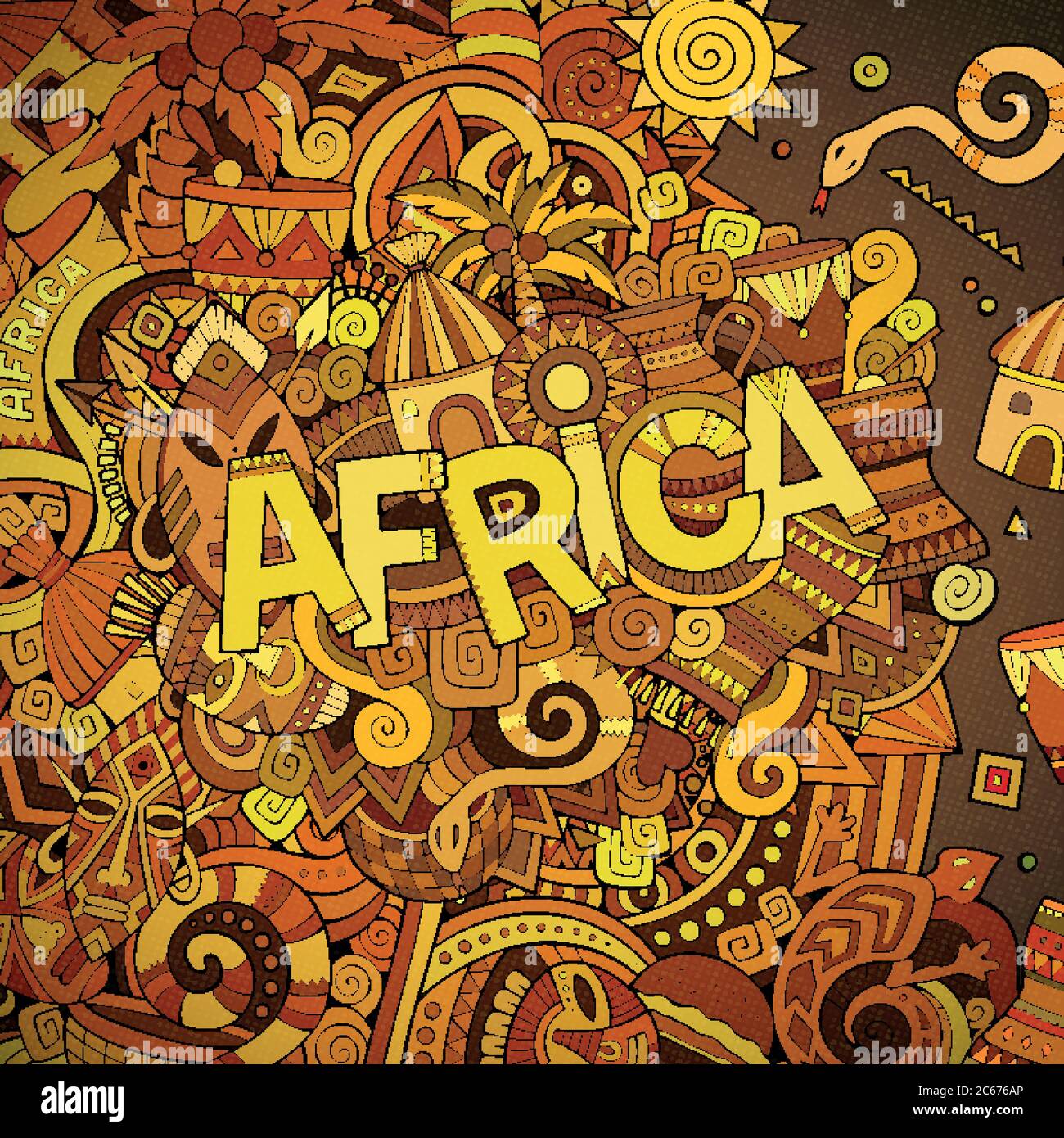 Cartoon cute doodles hand drawn african illustration Stock Vector Image ...