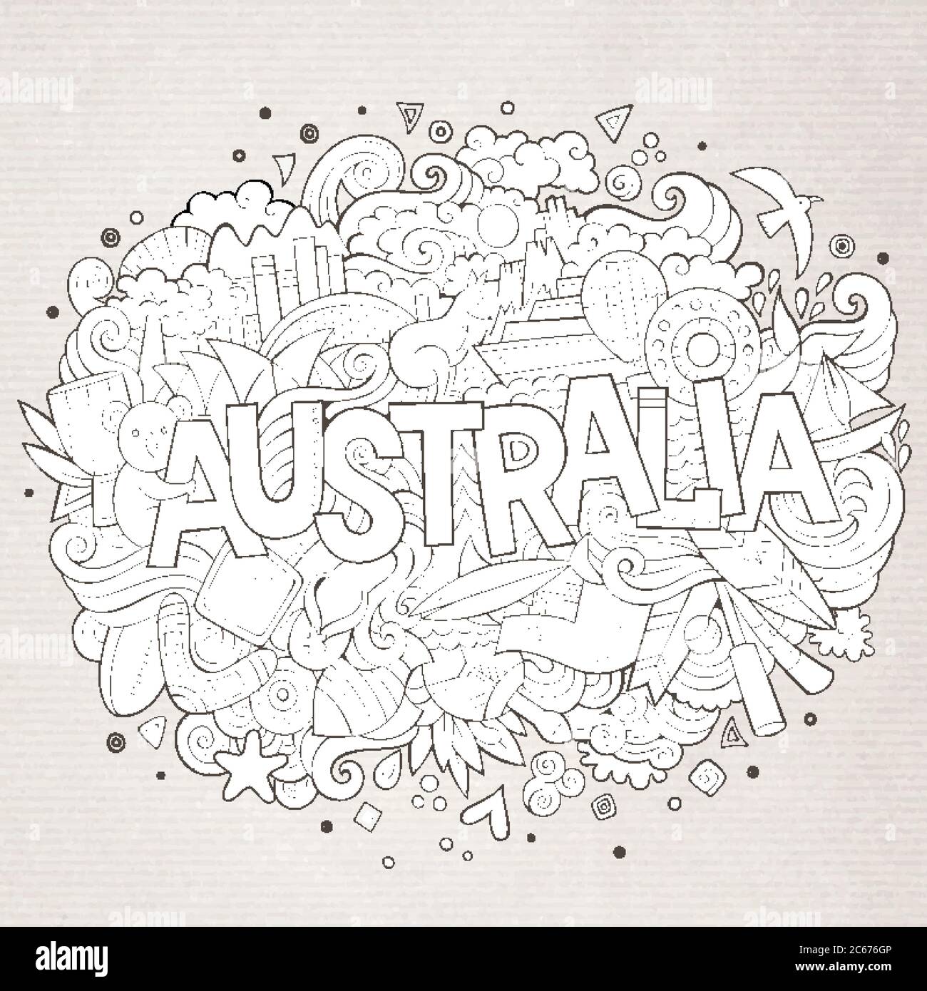 Australia hand lettering and doodles elements Stock Vector Image & Art ...