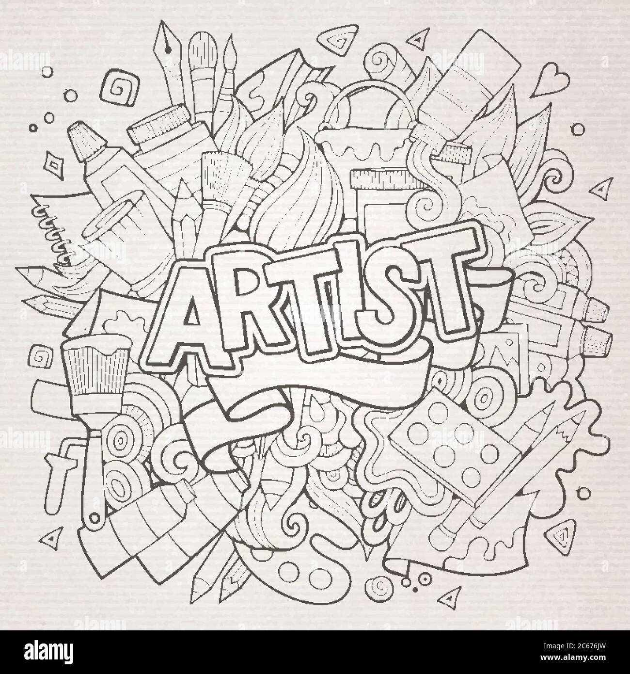 Artist hand lettering and doodles elements emblem Stock Vector Image ...