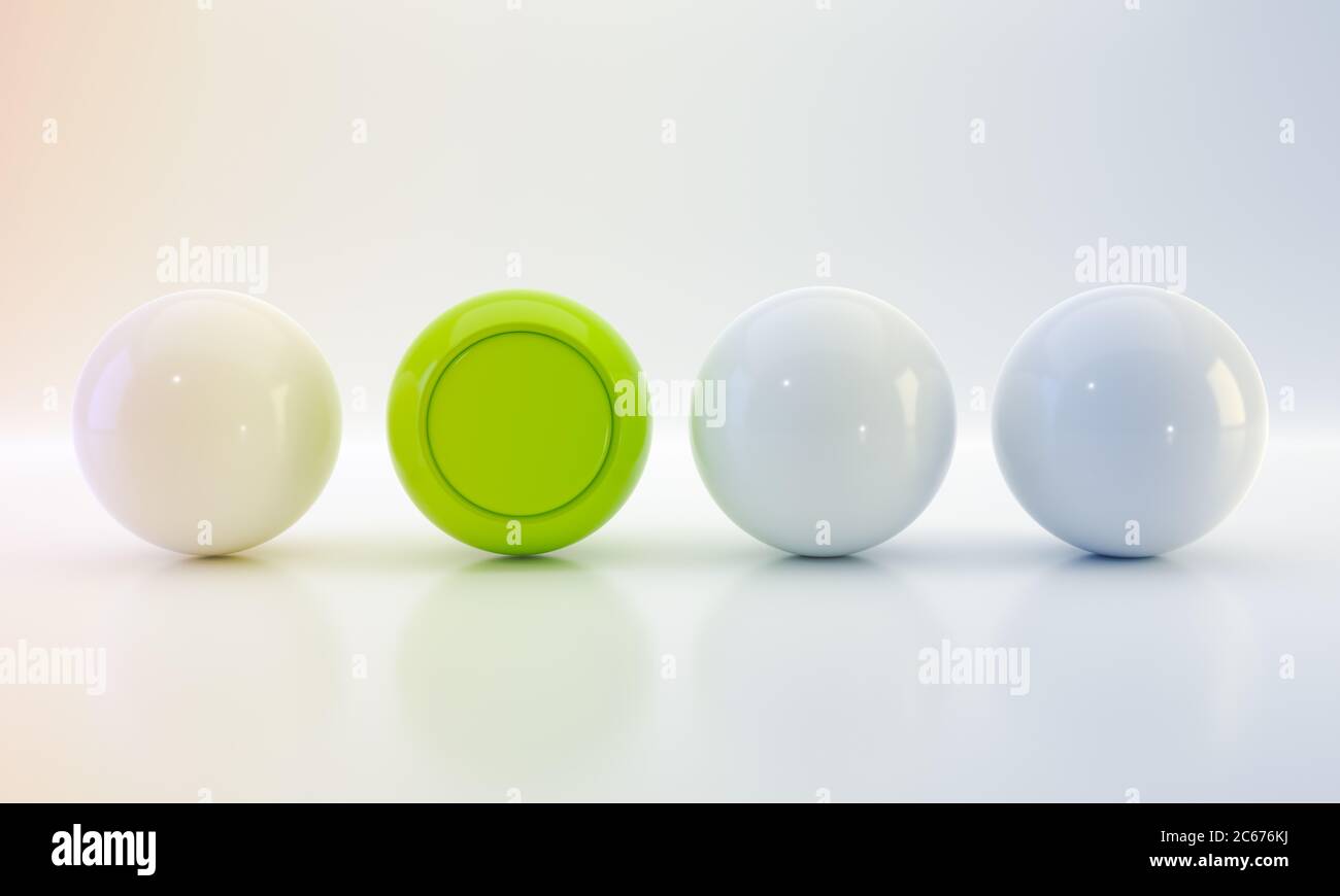 Abstract white and green balls in hi-tech style, on a light background ...