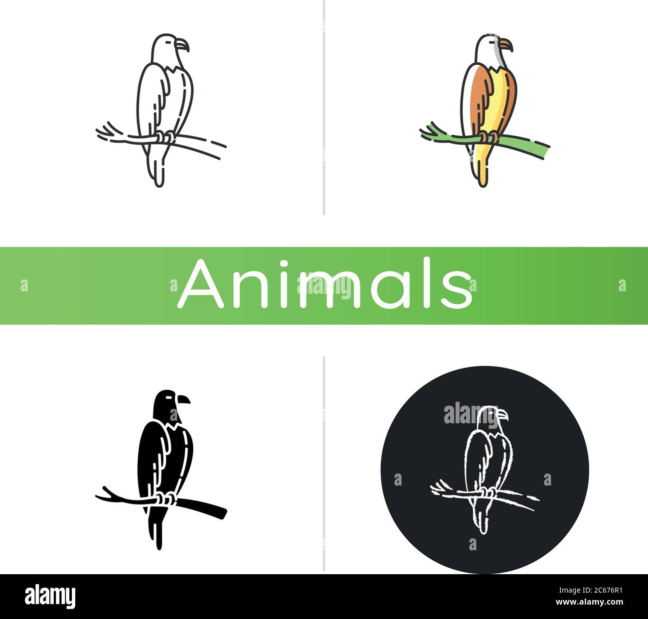 Eagle icon. Linear black and RGB color styles. Dangerous bird of prey ...