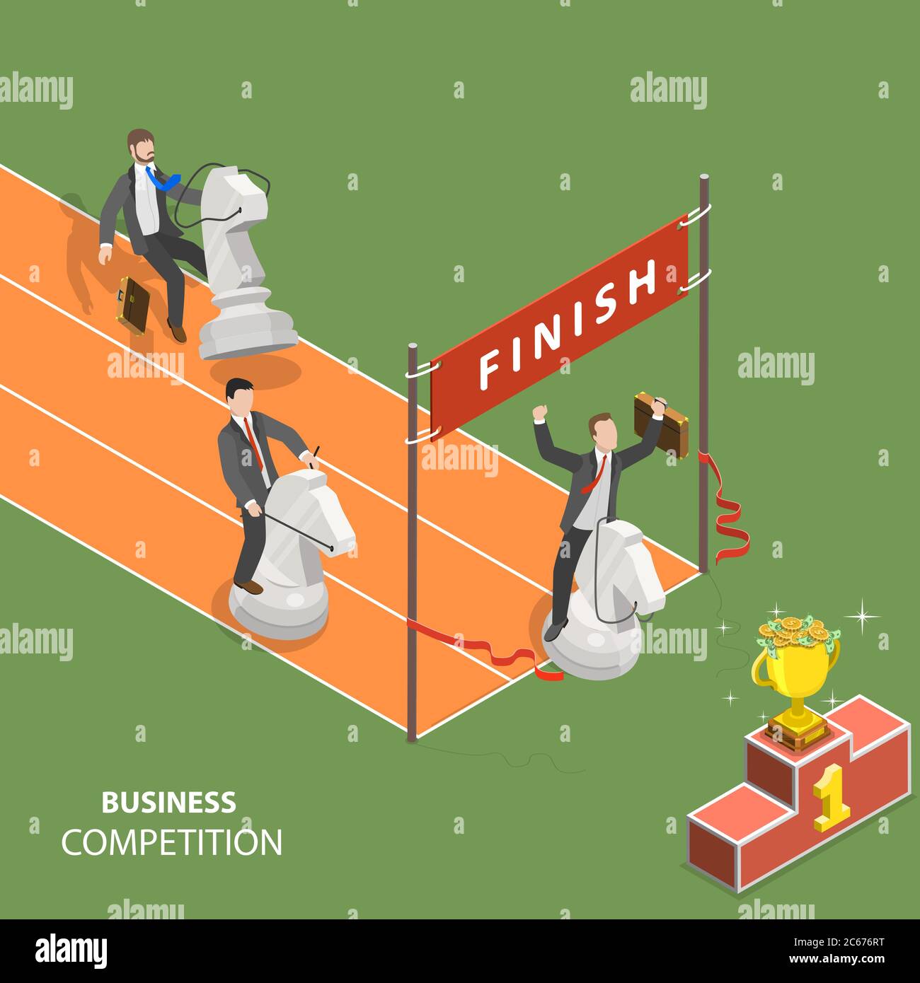 Business competition flat isometric low poly vector concept Stock ...