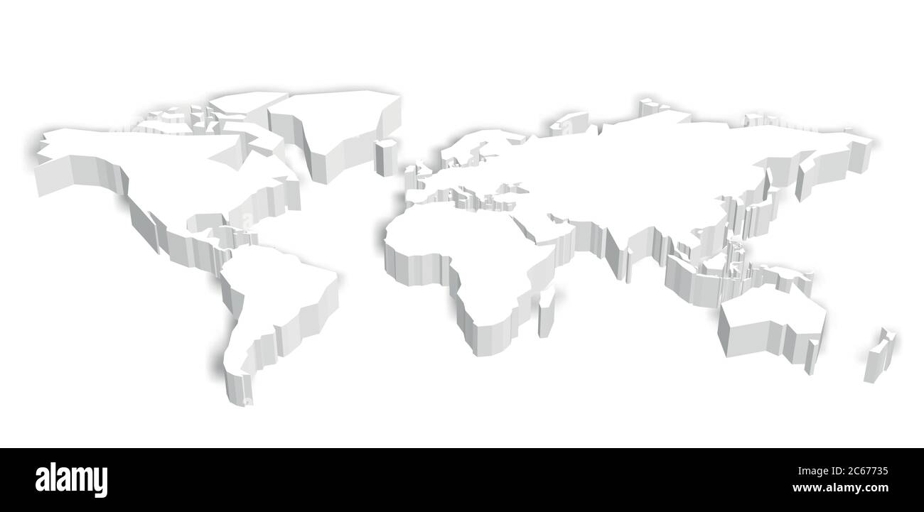 3D map of World with shadow. Vector illustration Stock Vector Image ...