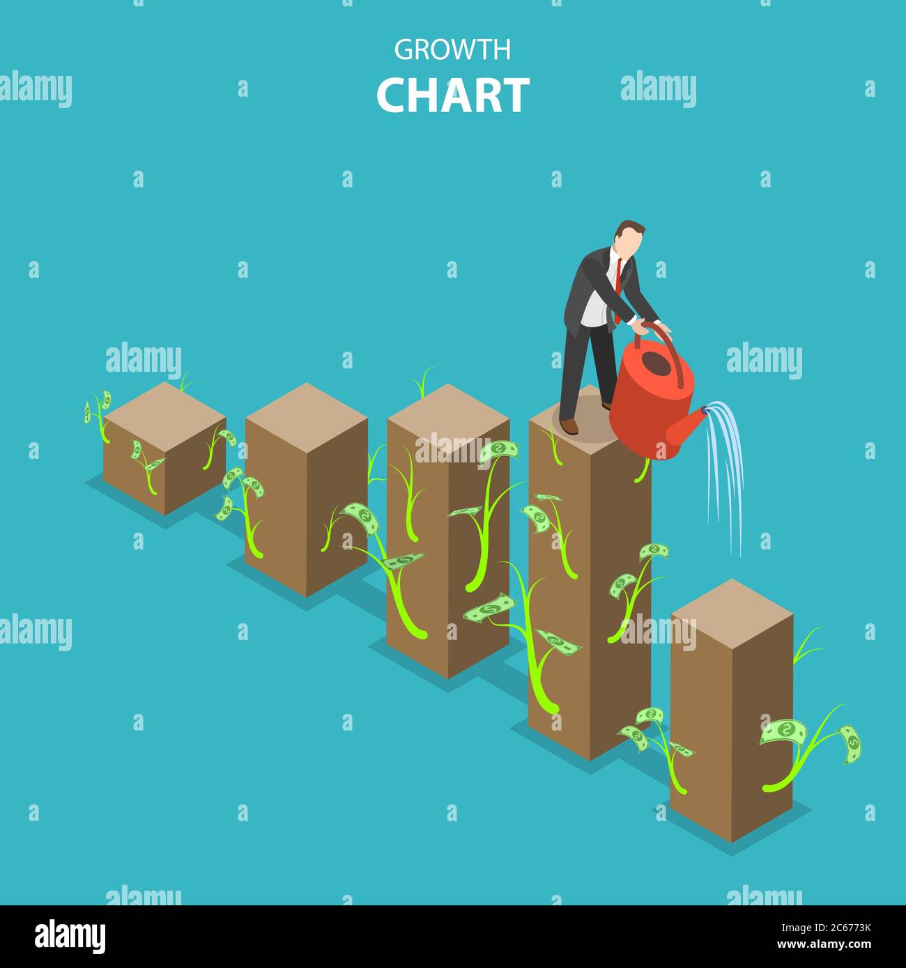 Growth chart flat isometric vector illustration Stock Vector Image ...