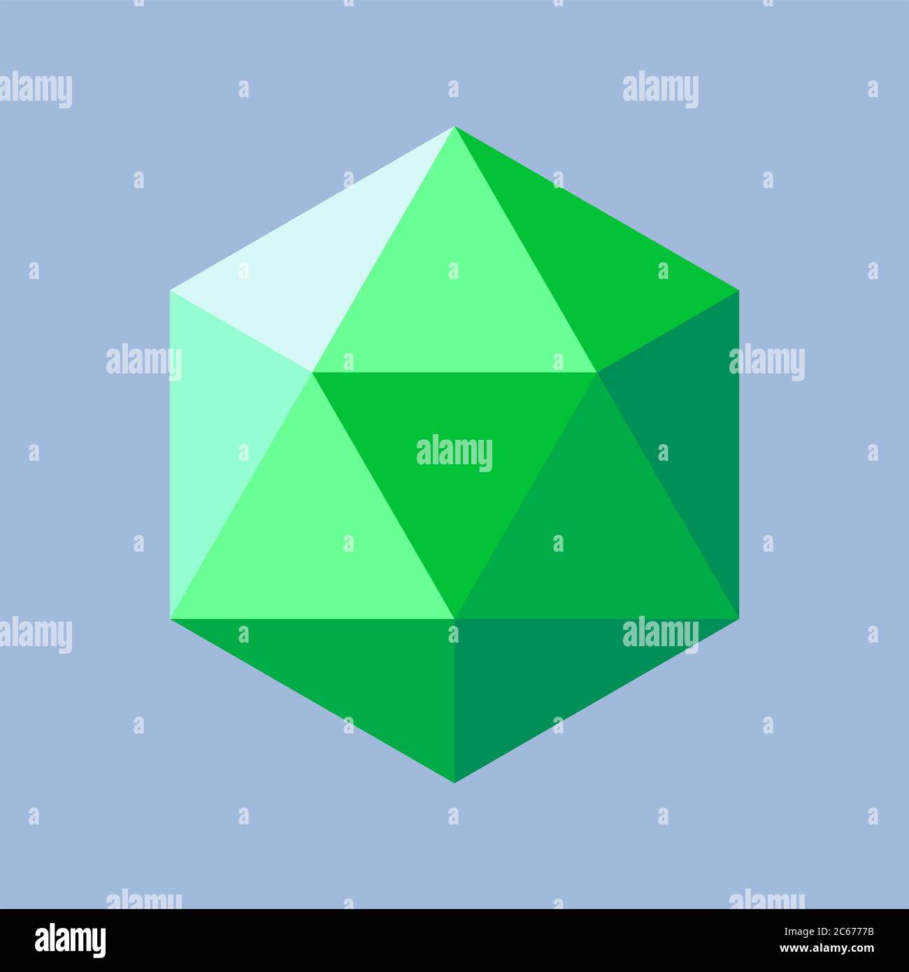 Color abstract shape with low-poly, polygonal triangular green color ...