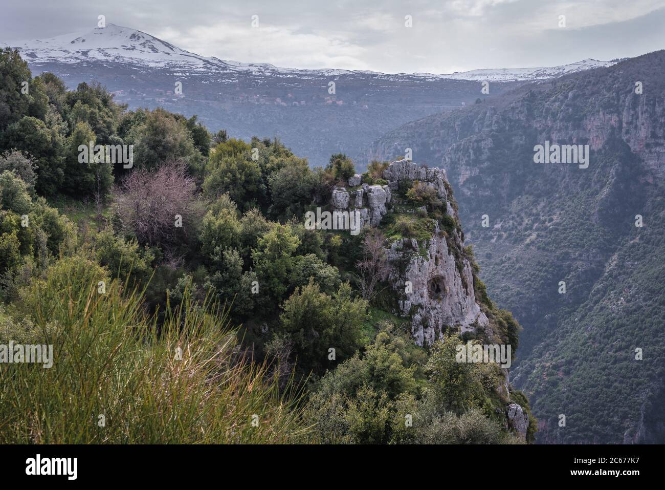 Aerial view in Kadisha Valley also called Holy Valley in North ...