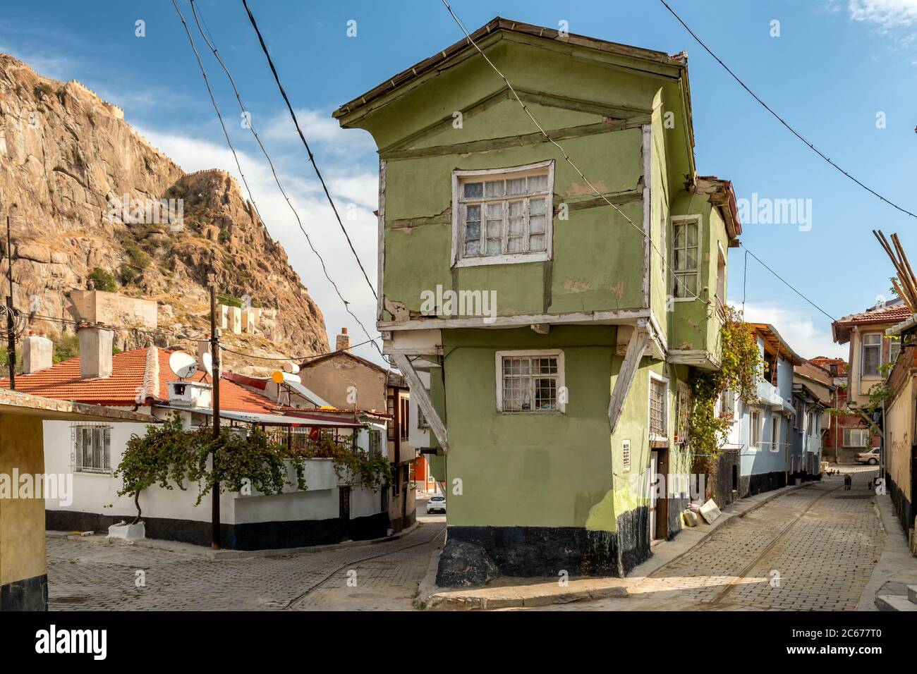 Traditional turkish old houses in Afyonkarahisar city, Turkey Stock ...