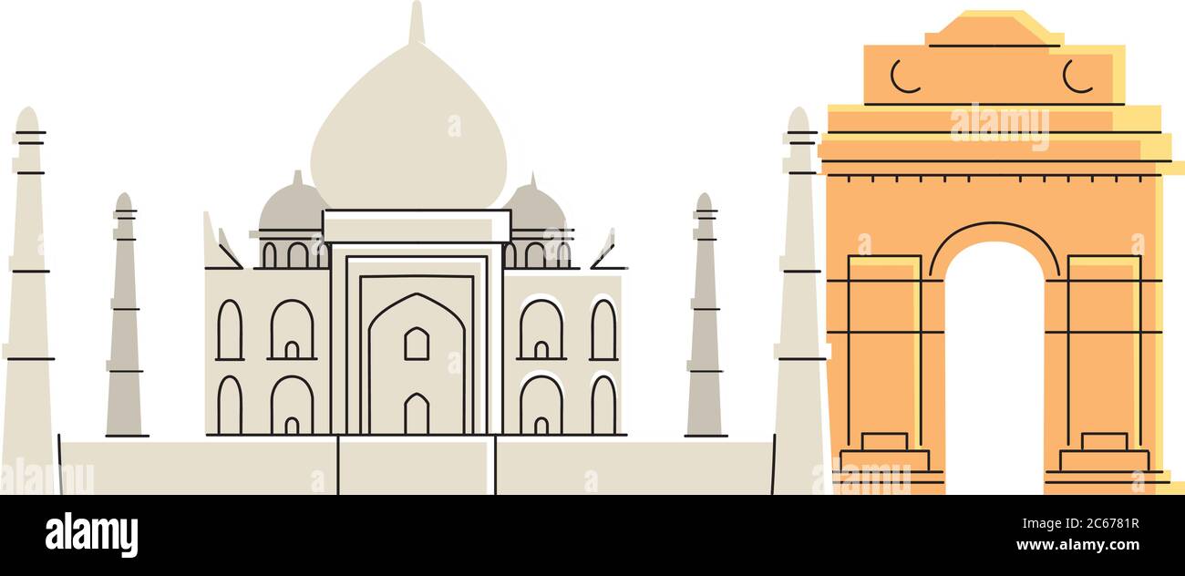 famous temples and monuments of india vector illustration design Stock ...