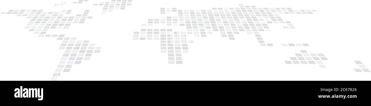 Pixelized map of World. Front perspective. Black vector map Stock ...