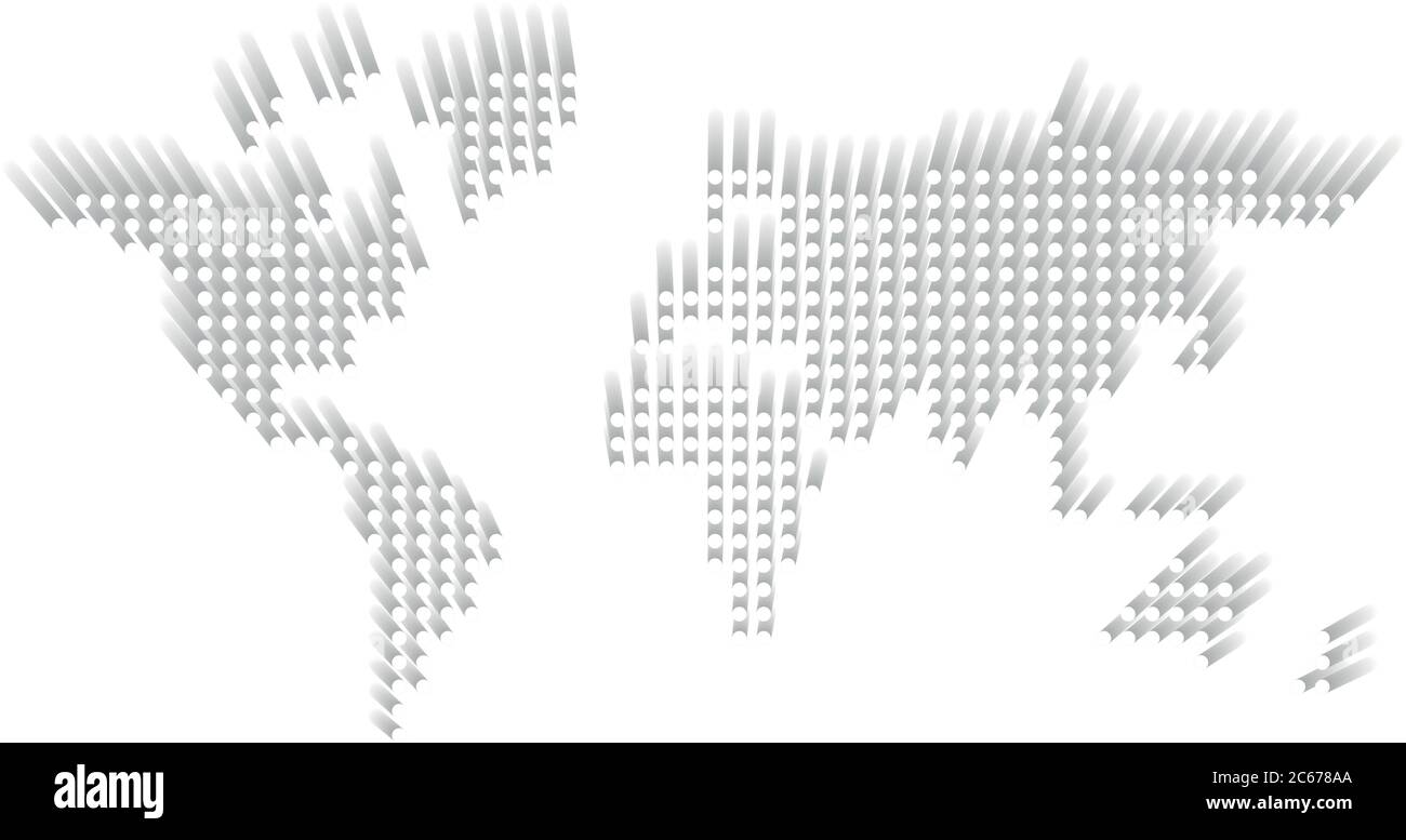 Dotted World map. White dots with dropped shadow on white background ...