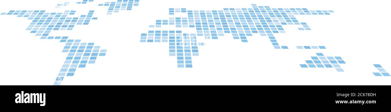 Pixelized map of World. Front perspective. Black vector map Stock ...