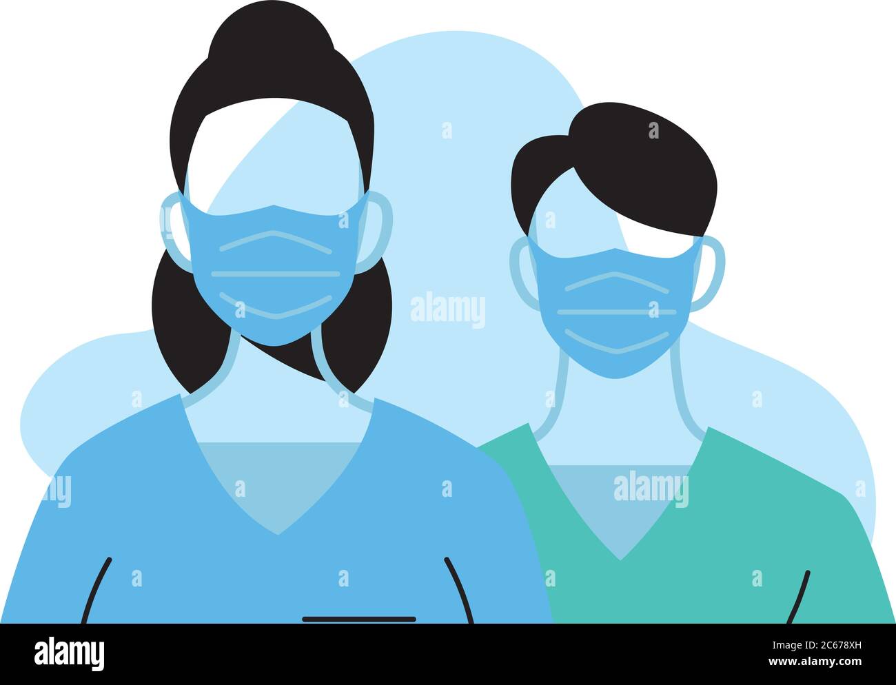 professional doctors wearing face masks vector illustration design ...