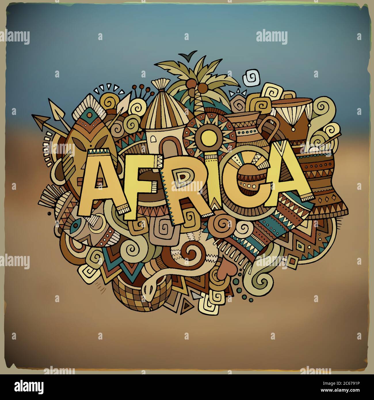 Africa ethnic hand lettering and doodles elements Stock Vector Image ...