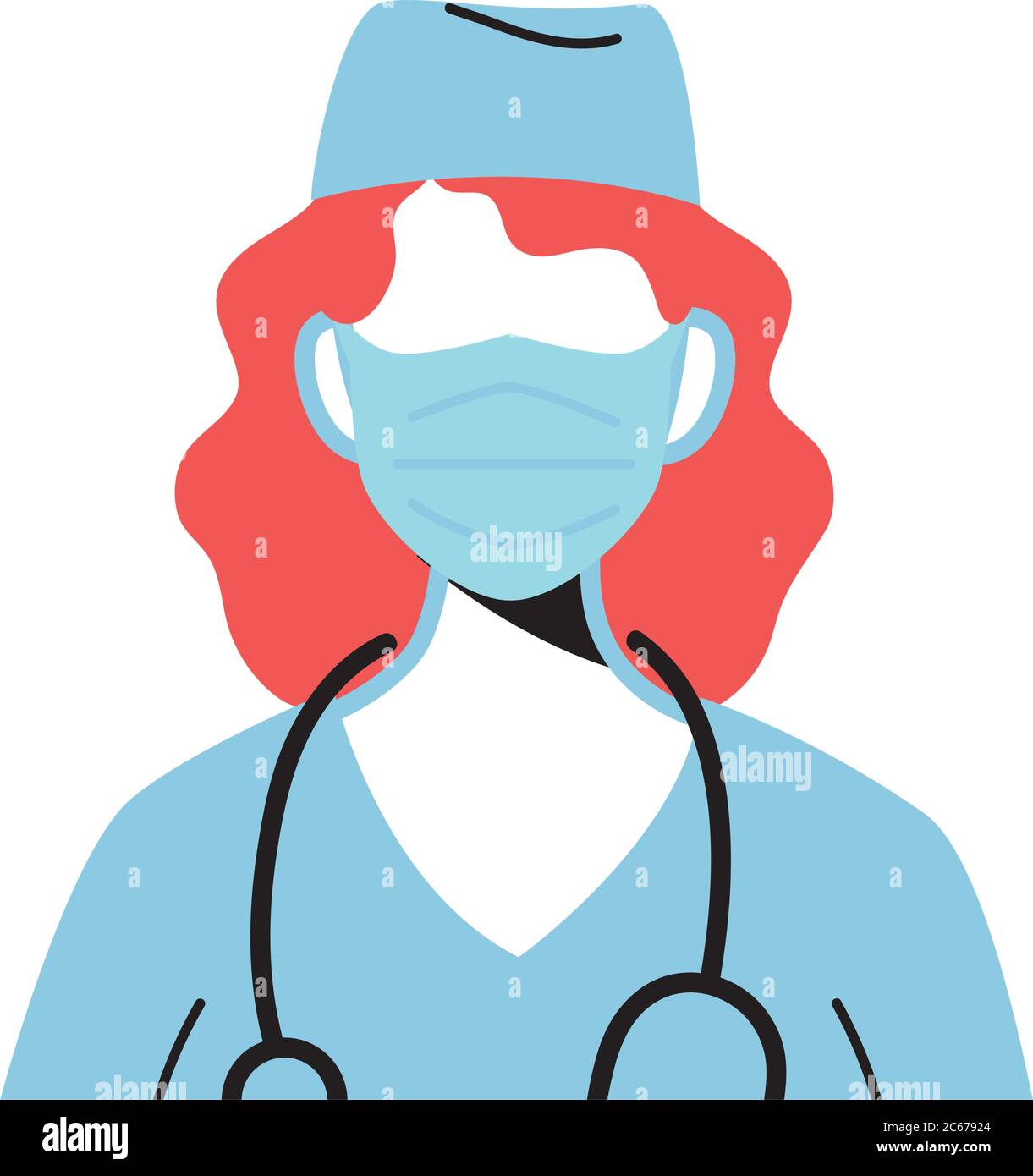 female doctor wearing surgical mask vector illustration design Stock ...