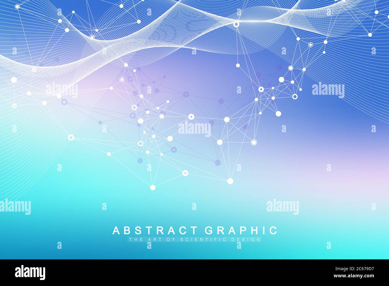 Abstract Geometric Background With Dynamic Particles Wave Flow Big Data Plexus Stream
