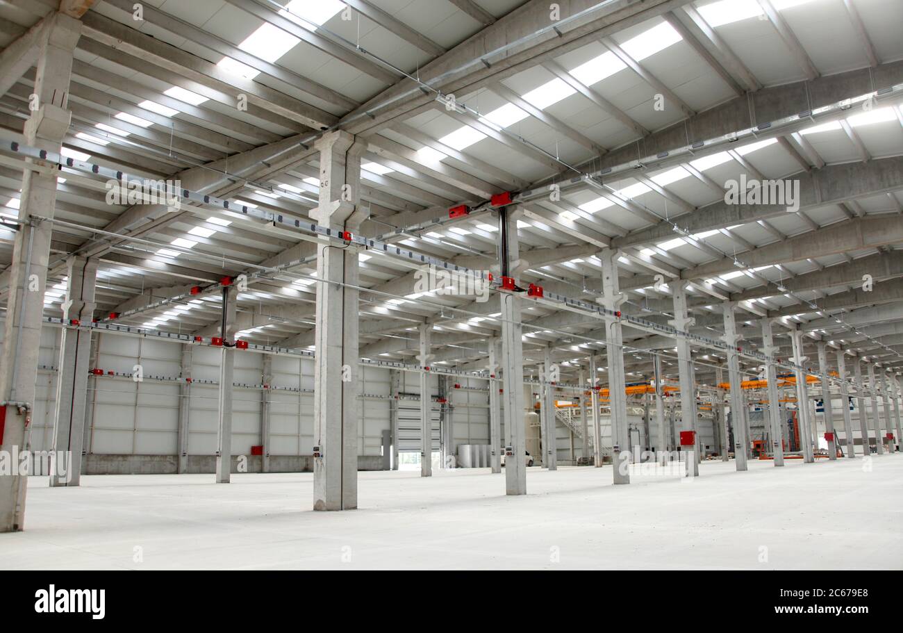 Modern, large factory interior. Background Stock Photo - Alamy