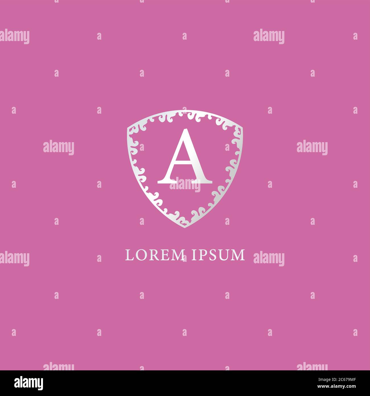 A Letter Intial logo design template. Luxury silver decorative floral ...