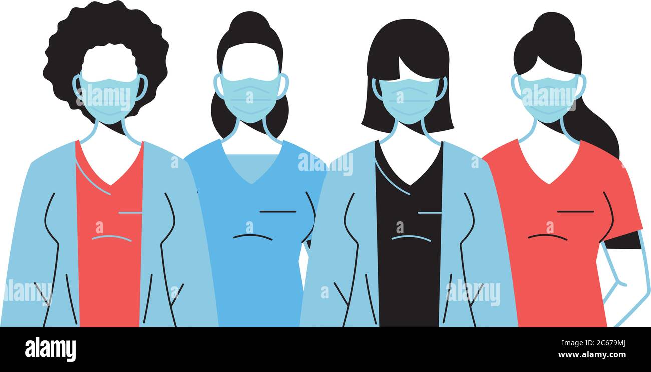 Women wearing surgical masks Stock Vector Images - Alamy