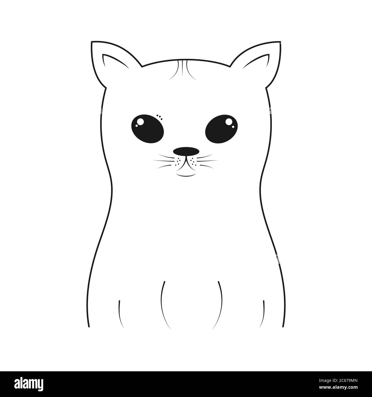 Cute cat. Empty outline for scrapbooking, coloring books and theme ...