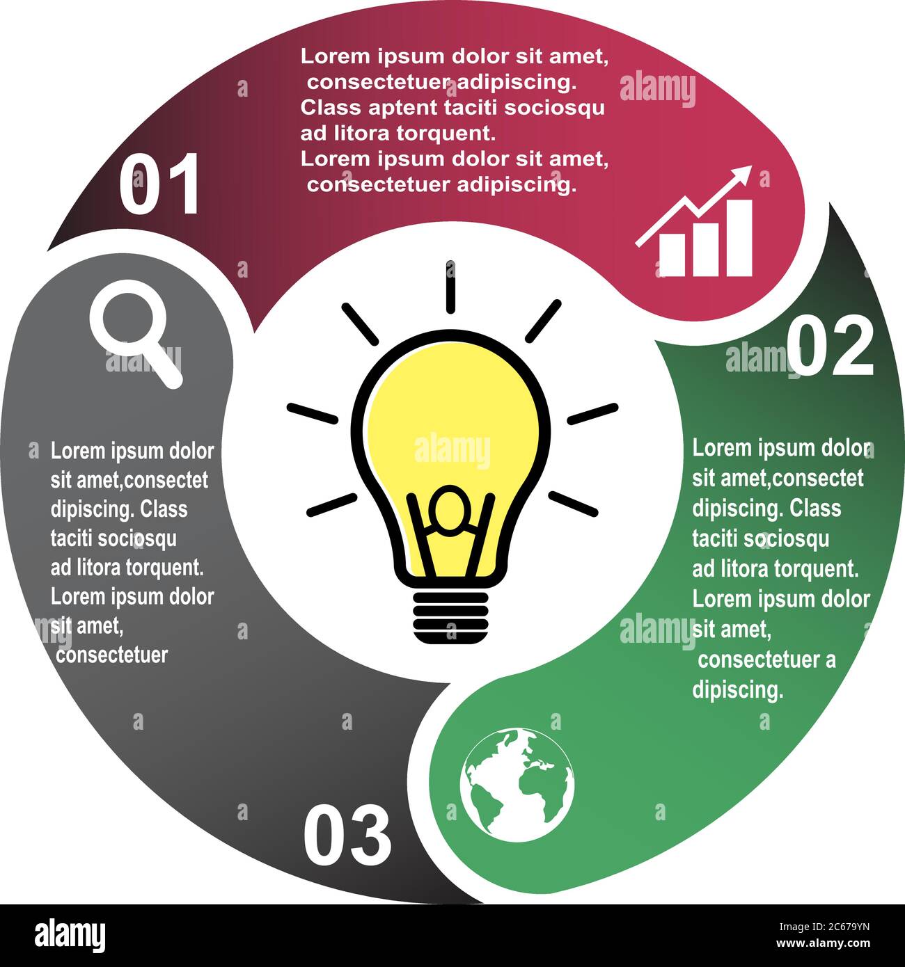 3 step vector element in three colors with labels, infographic diagram ...