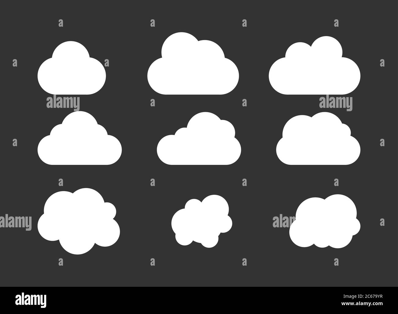 Set od clounds icon isolated on blue background. Vector clounds ...