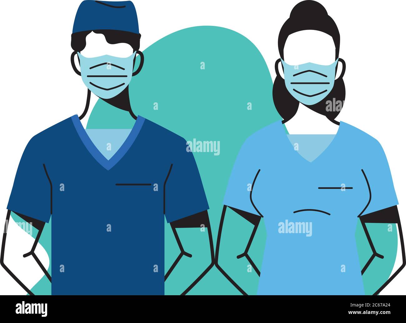 professional doctors wearing face masks vector illustration design ...
