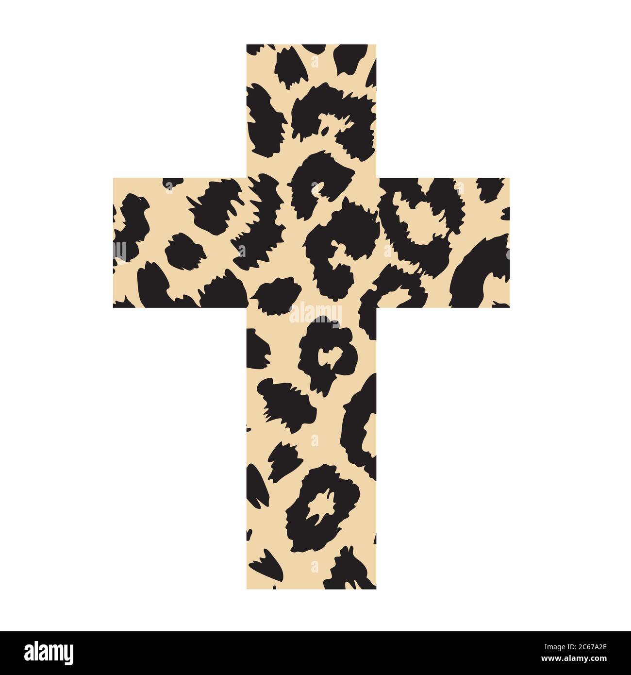 vector illustration of animal print cross isolated on white Stock ...