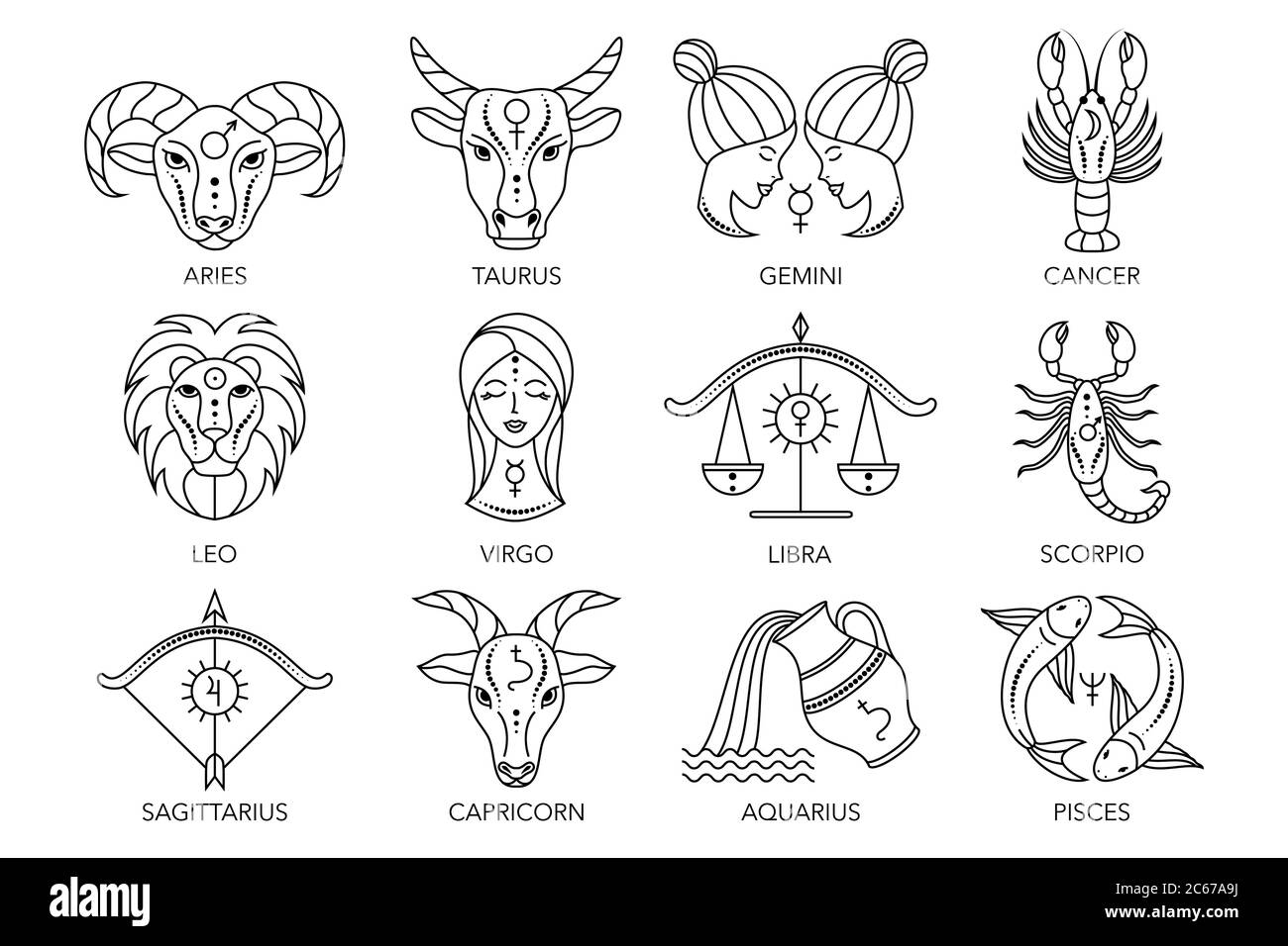 Collection Of Zodiac Signs Stock Vector Image And Art Alamy