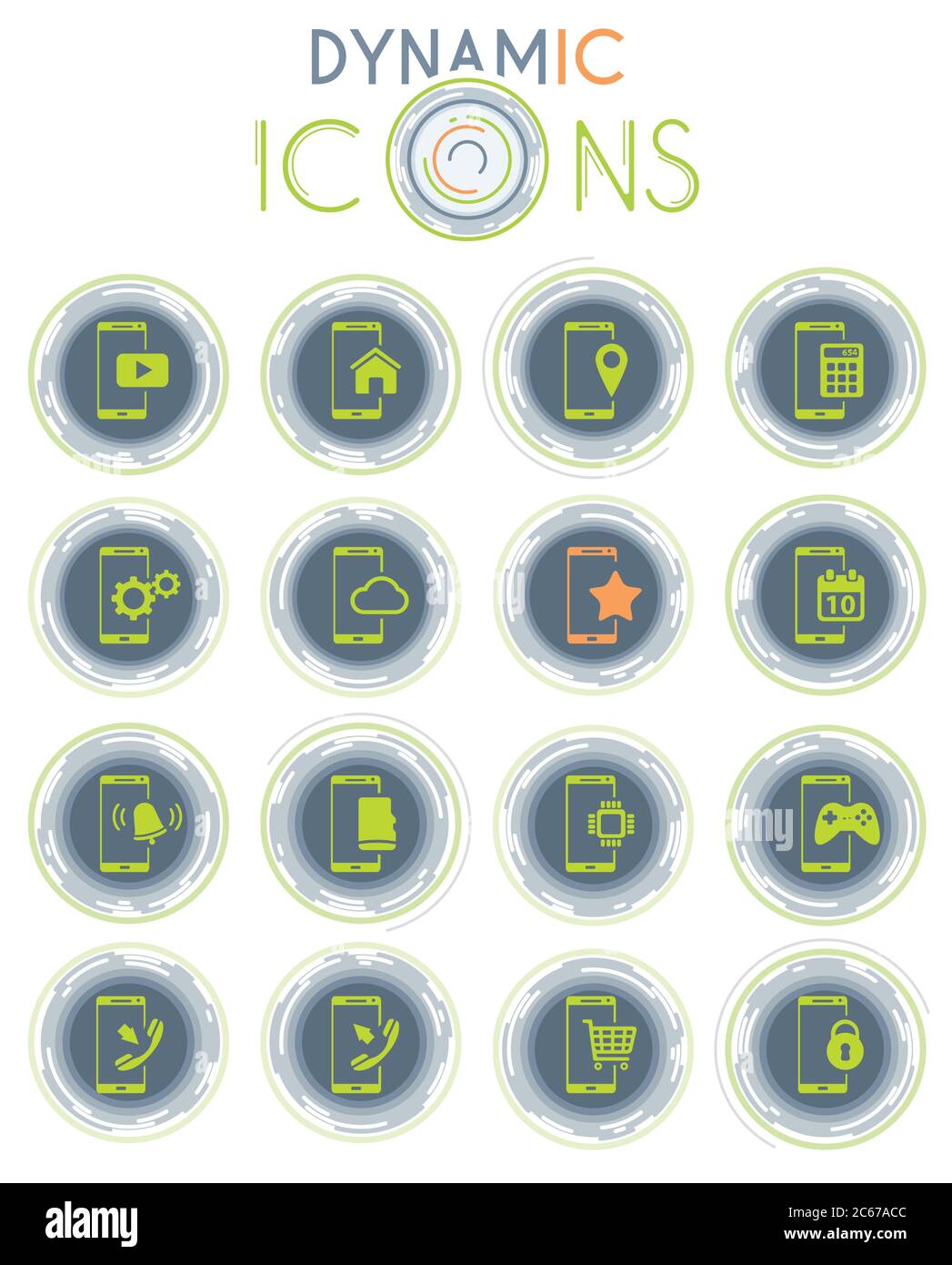 Smartphone dynamic icons Stock Vector Image & Art - Alamy