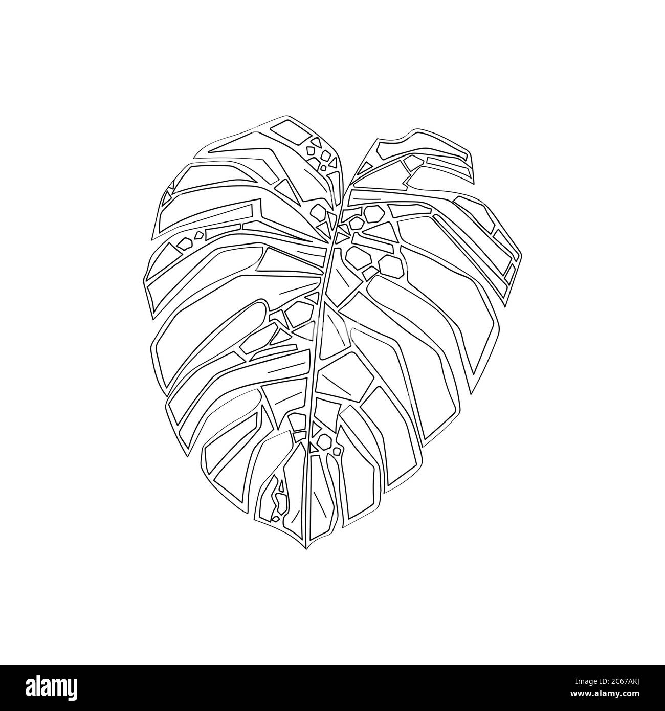 Hand drawn sketch style abstract leaf isolated on white background ...