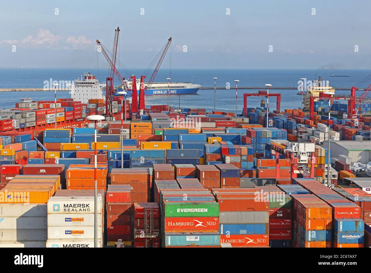 Salerno, Italy - June 27, 2014: Stacked Cargo Containers at Terminal ...