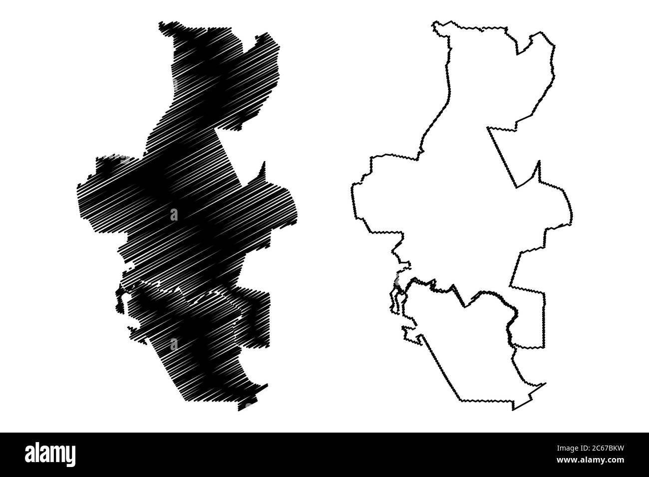 Shah Alam City (Malaysia, Selangor State) map vector illustration ...