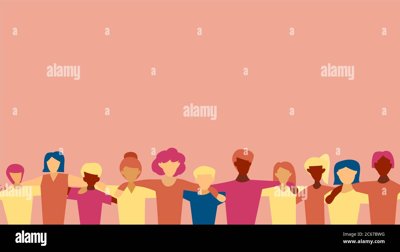 Friends with back hug frame in horizontal seamless pattern for ...