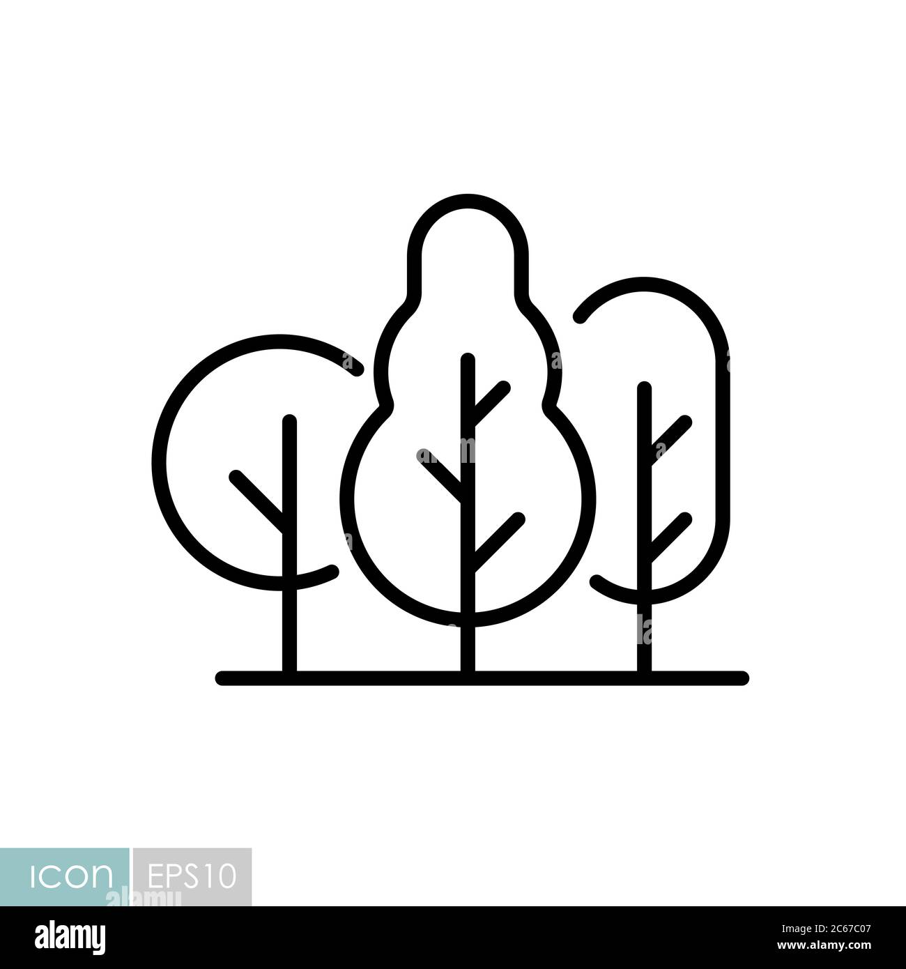 Deciduous forest vector icon. Nature sign. Graph symbol for travel and ...