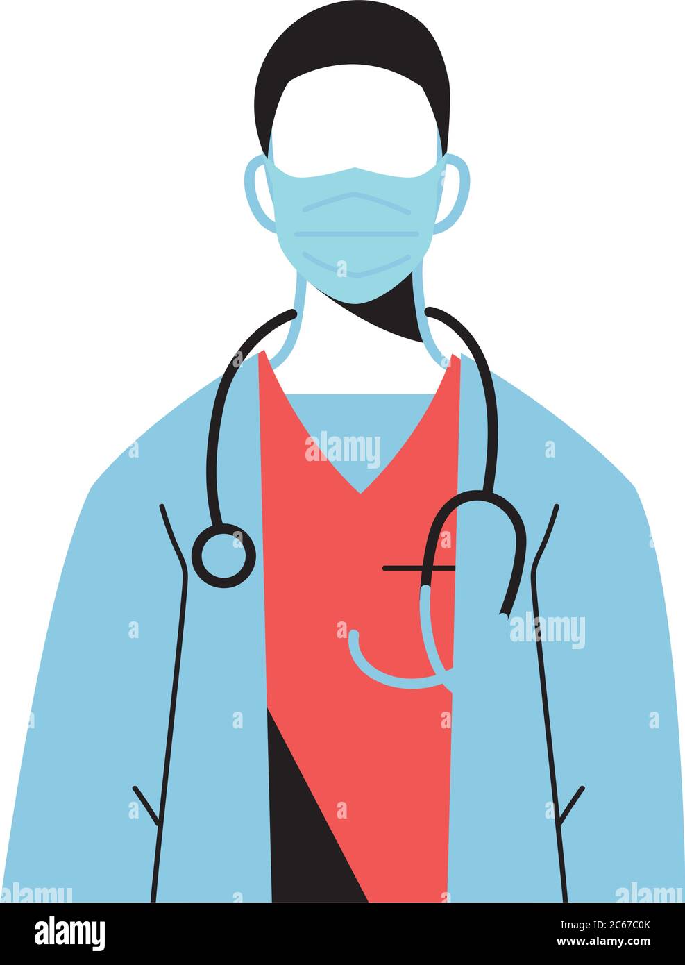 male doctor wearing surgical mask vector illustration design Stock ...