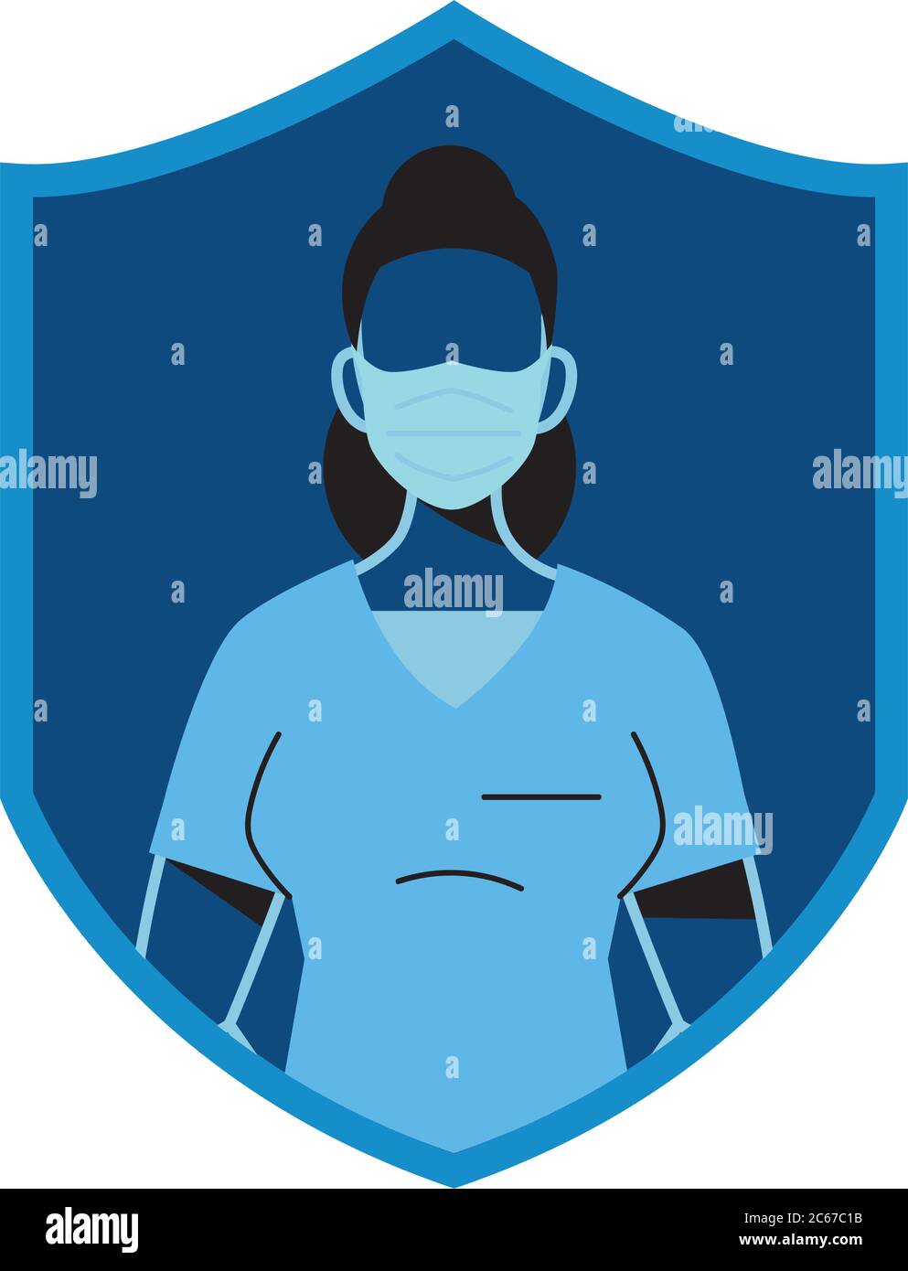 professional medical woman wearing face masks for safety vector ...