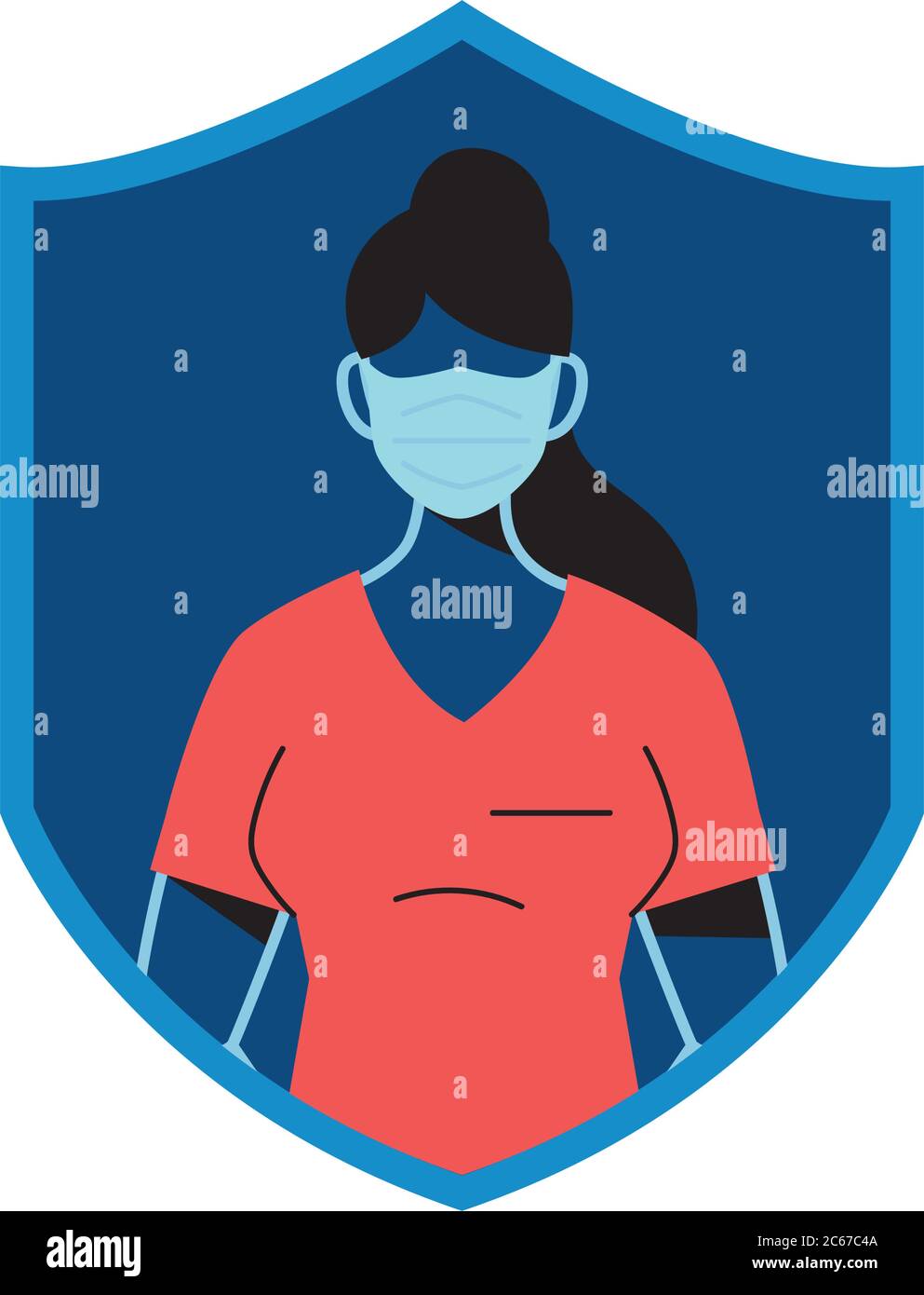 professional medical woman wearing face masks for safety vector ...