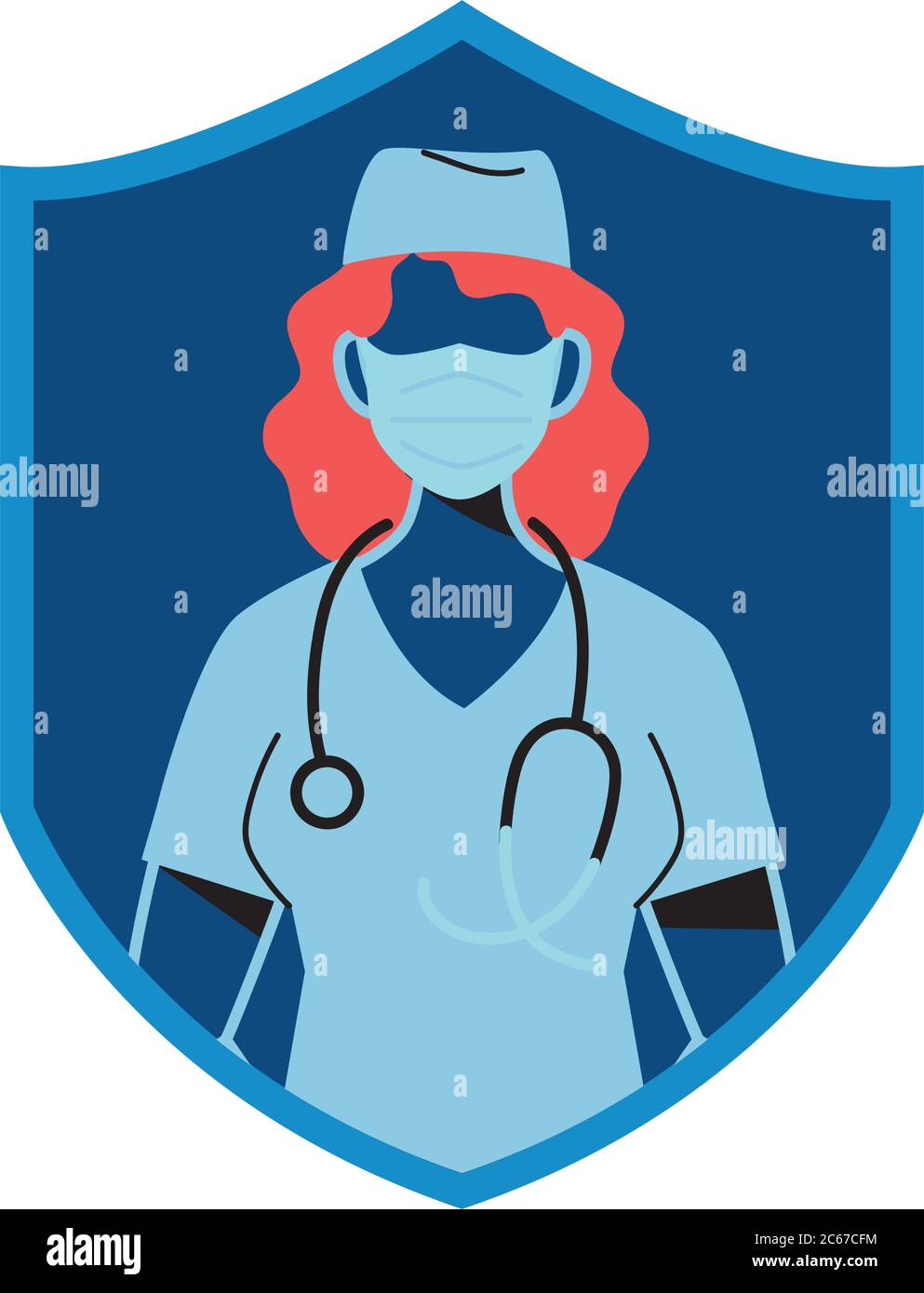 professional medical woman wearing face masks for safety vector ...
