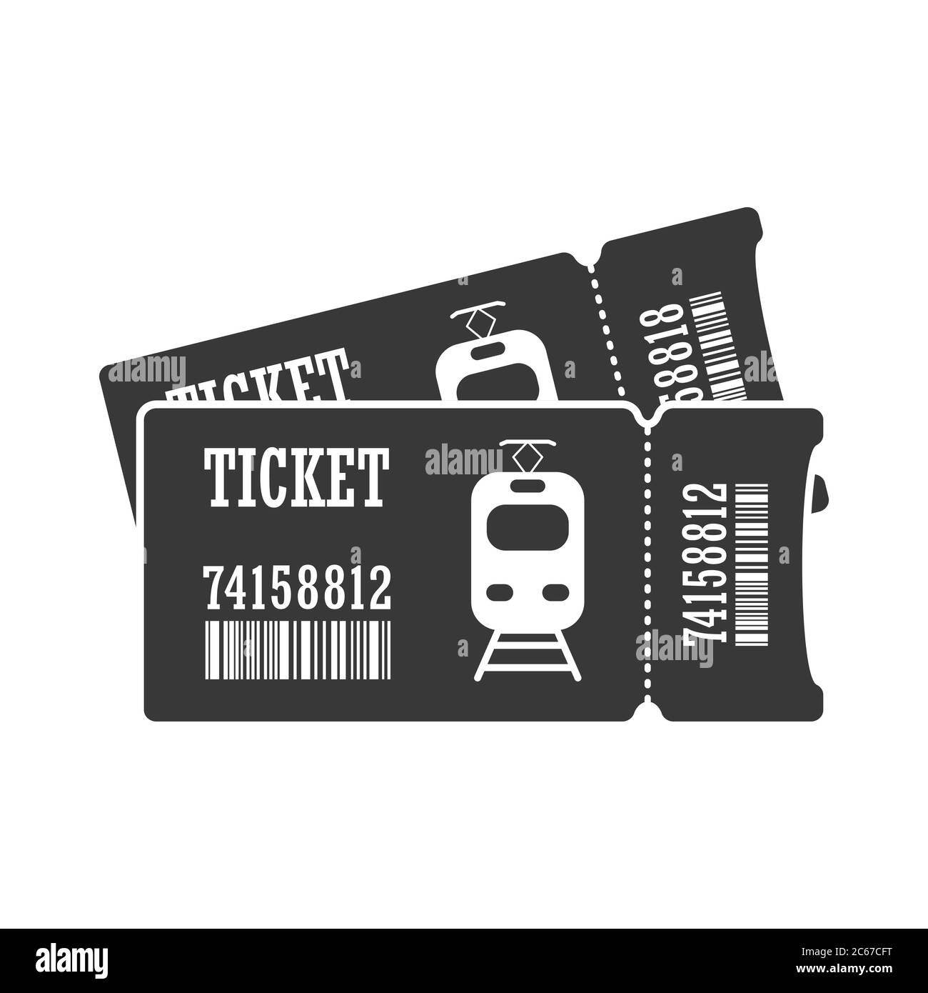 Ticket for an electric train or tram. Simple vector icon isolated on a ...
