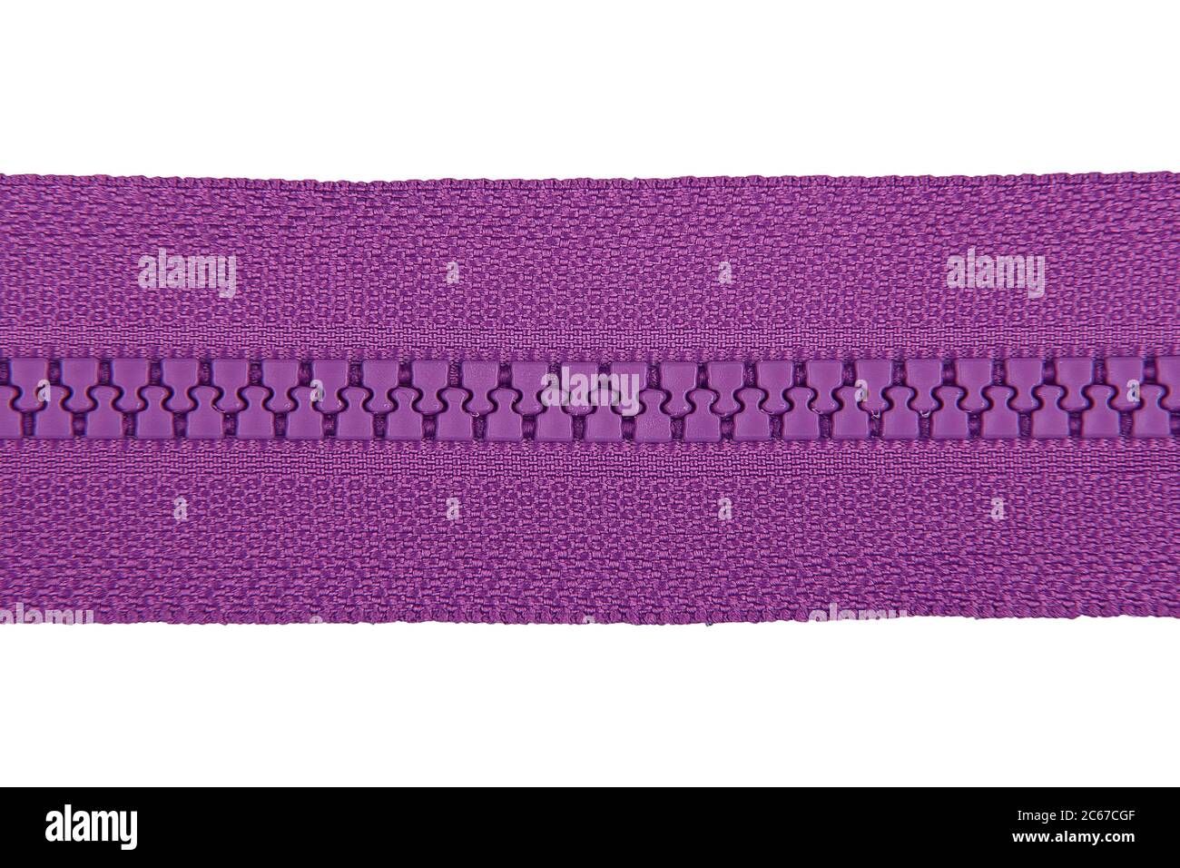 Closed purple zipper isolated on white background. Purple zipper for ...