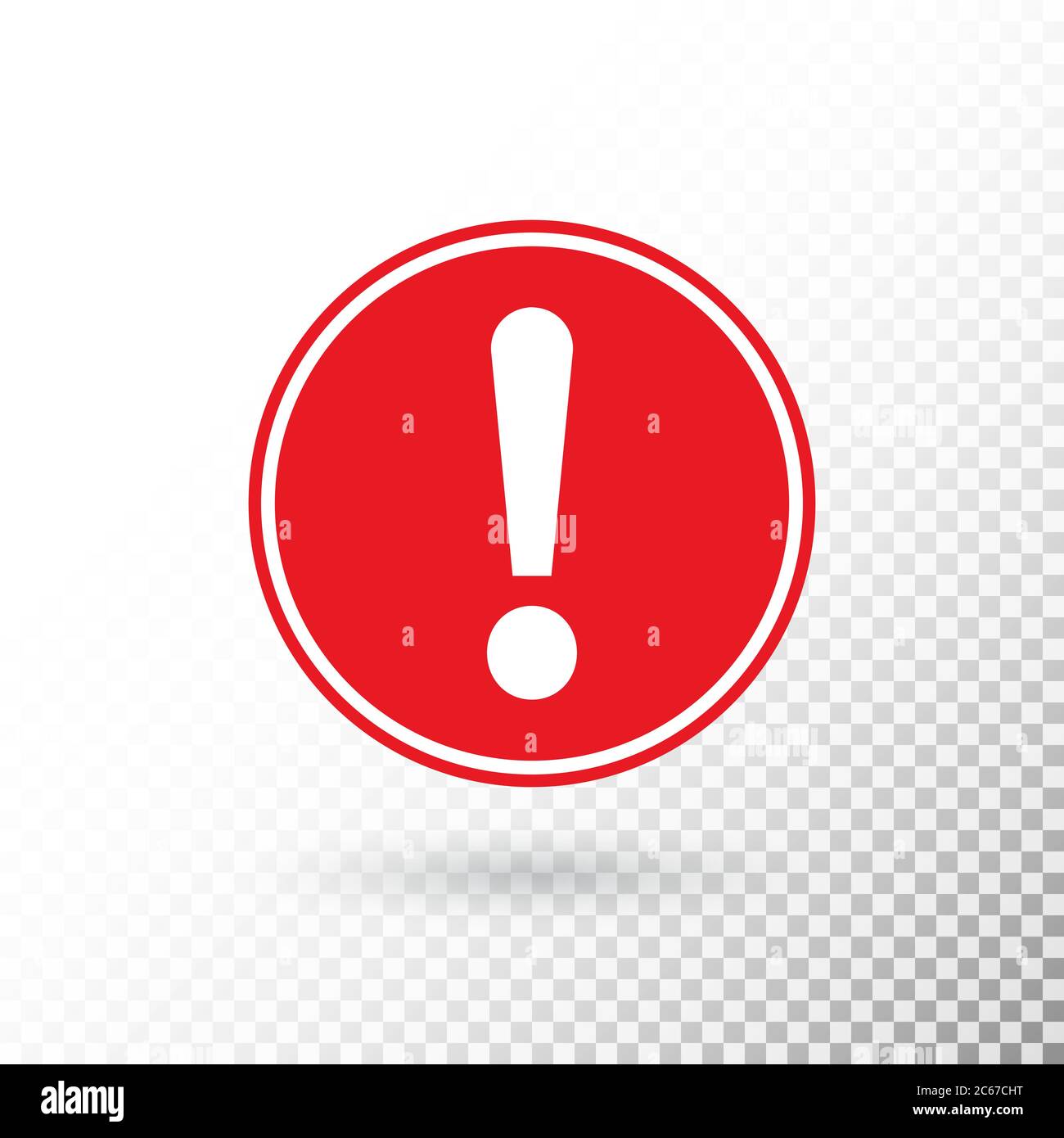 Exclamation mark in red circle isolated on transparent background ...