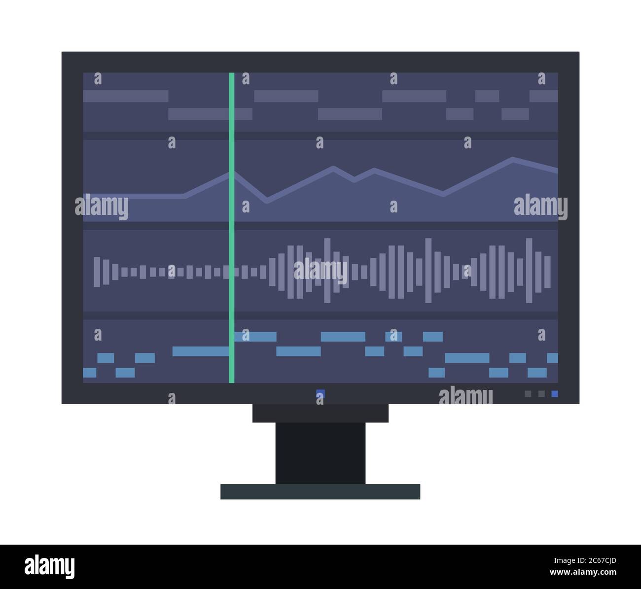 Monitor with sound waveform graph Musician vector icon flat isolated illustration Stock Vector ...