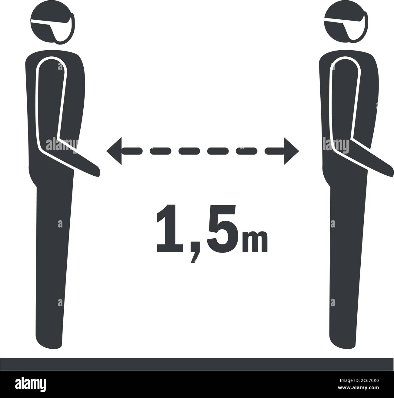 warning sign Please keep safe distance of 1,5 m or 1,5 Metres, risk of ...