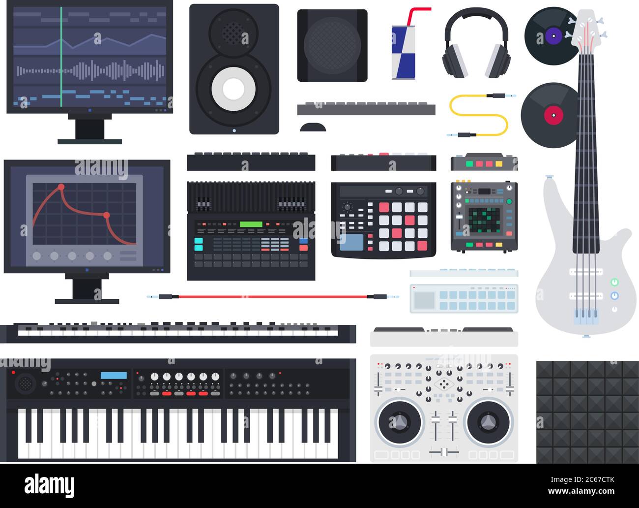 Set of Music Studio icons flat vector Stock Vector Image & Art - Alamy