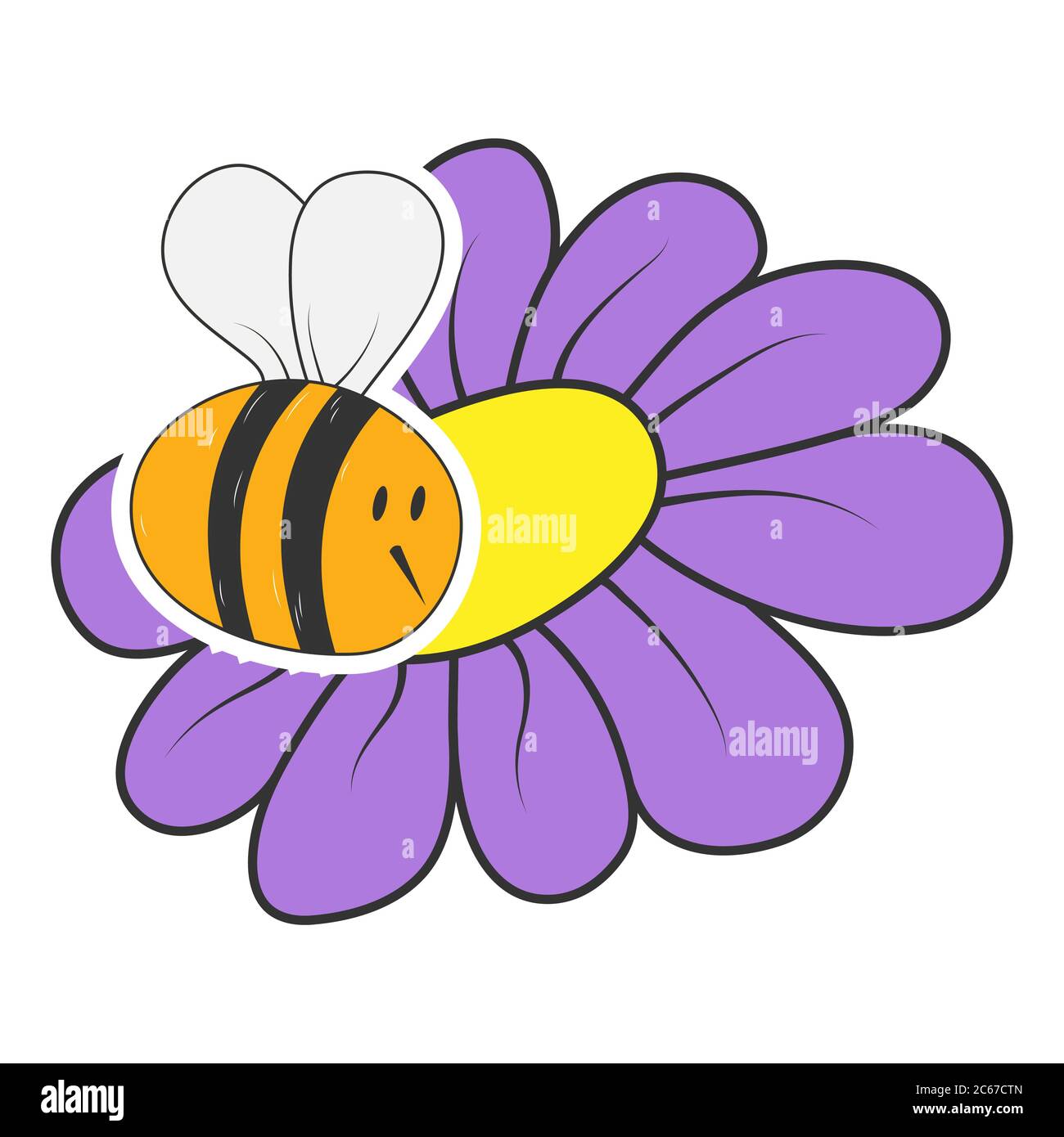 bee on a flower.Beautiful children's vector drawing for theme design ...