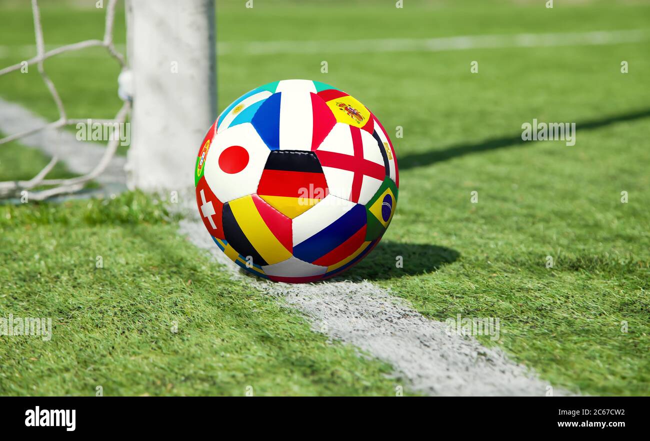 Traditional soccer game with a leather ball Stock Photo - Alamy